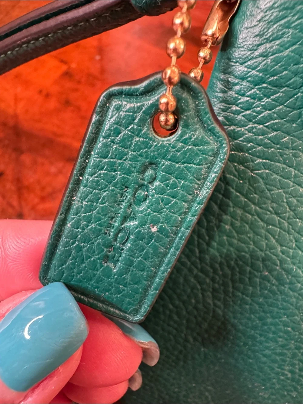 Coach | Bags | Coach Green Pebbled Leather Wristlet With Gold Logo ...